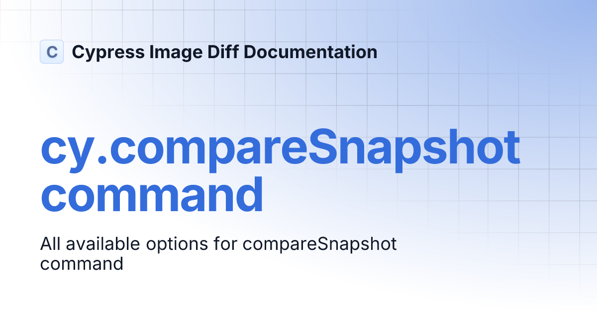 cy.compareSnapshot command | Cypress Image Diff Documentation