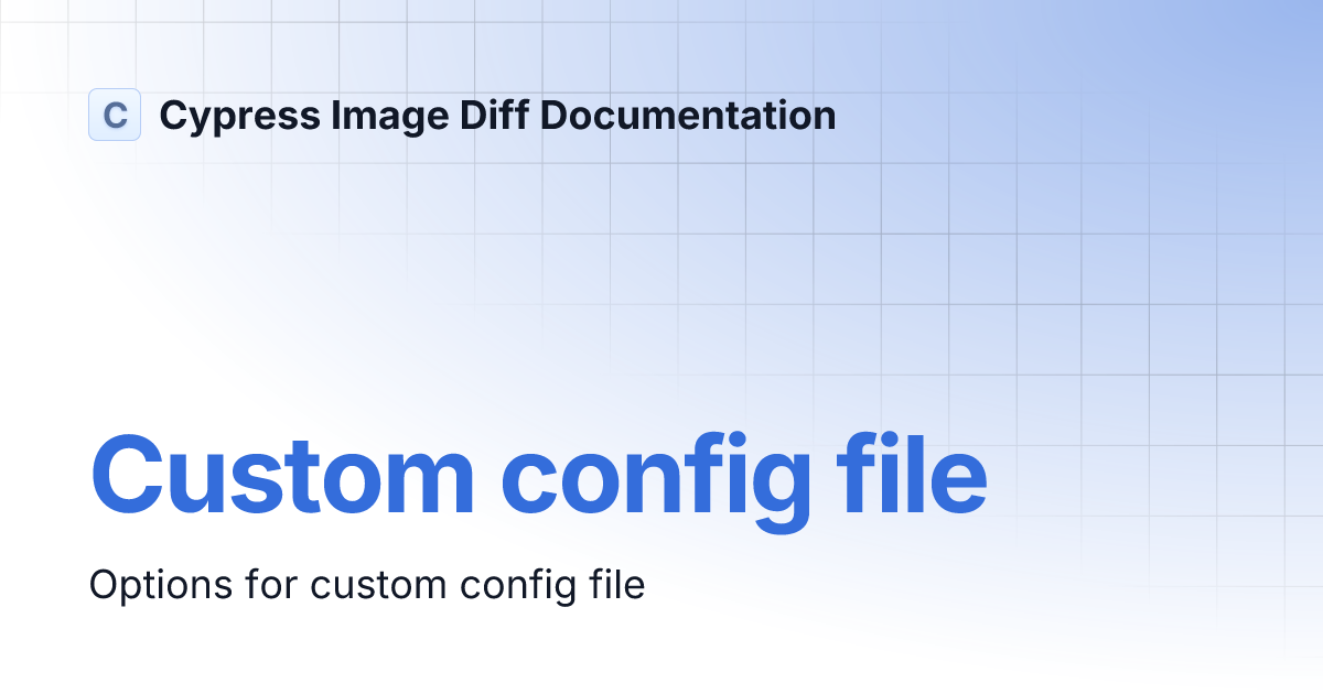 Custom config file | Cypress Image Diff Documentation